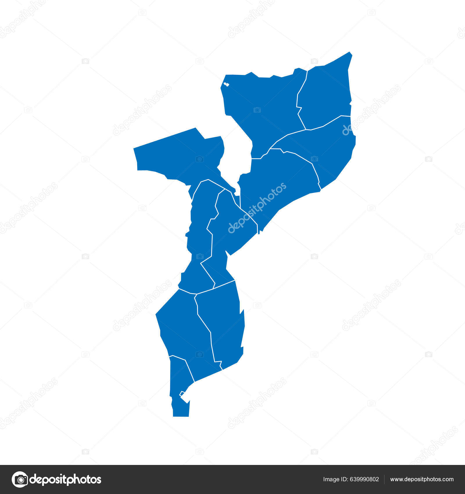 Moçambique Mapa Político Divisões Administrativas Províncias Capital ...