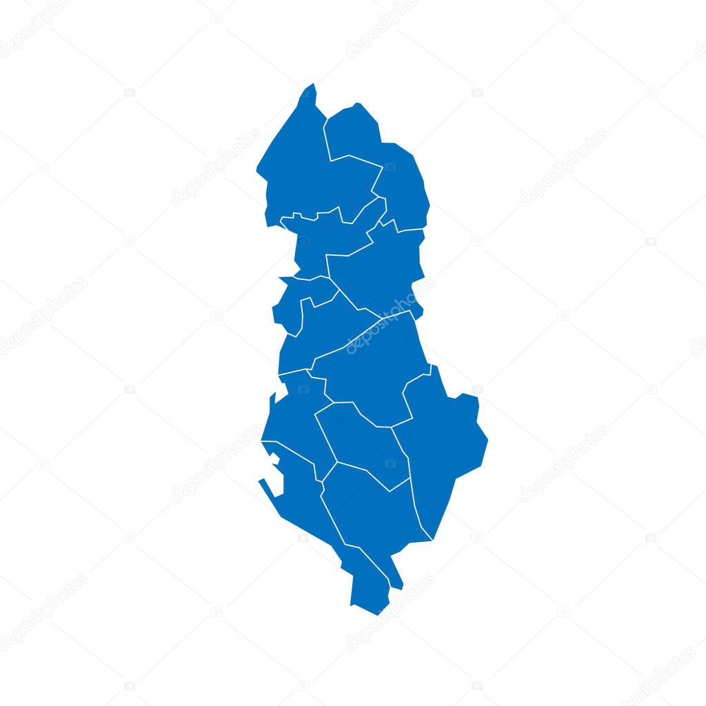 Albania mapa pol tico de las divisiones administrativas - condados ...