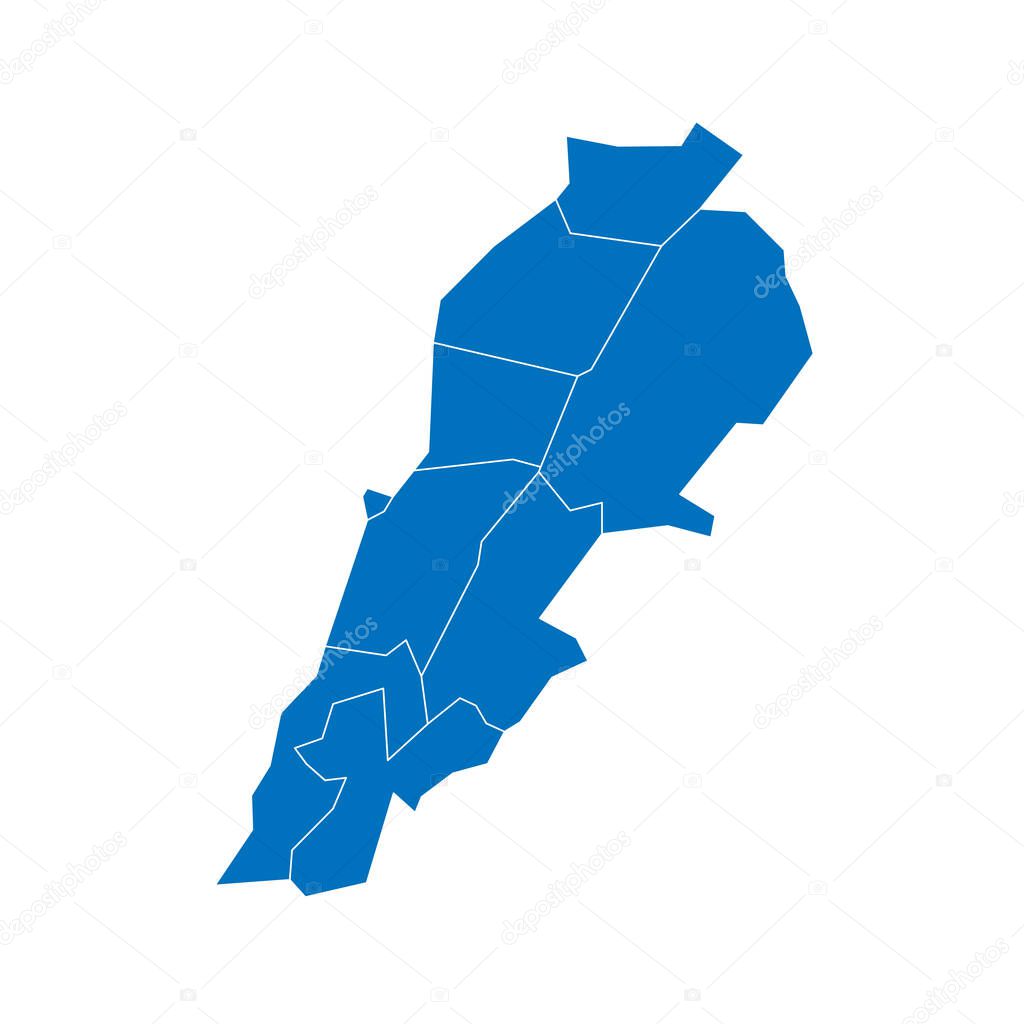 Líbano mapa político de las divisiones administrativas - provincias ...