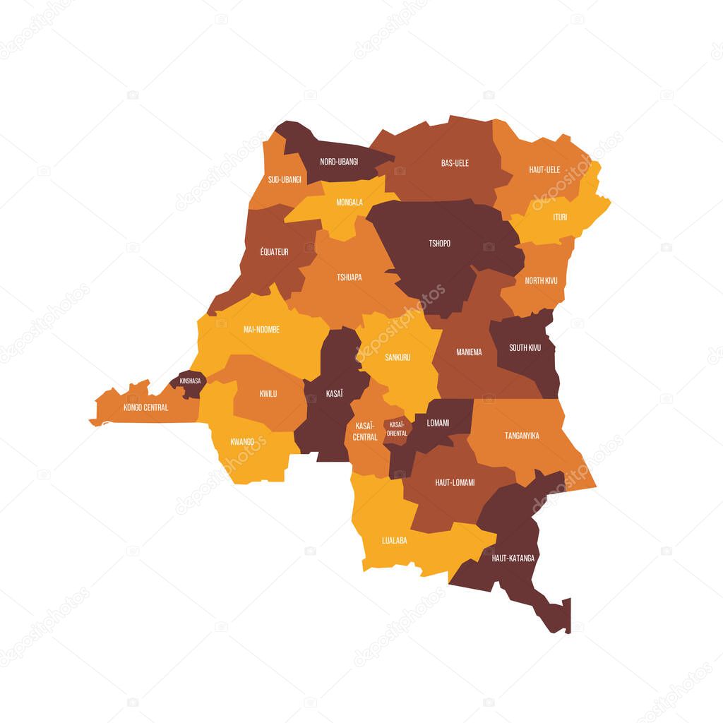 República Democrática del Congo mapa político de las divisiones ...