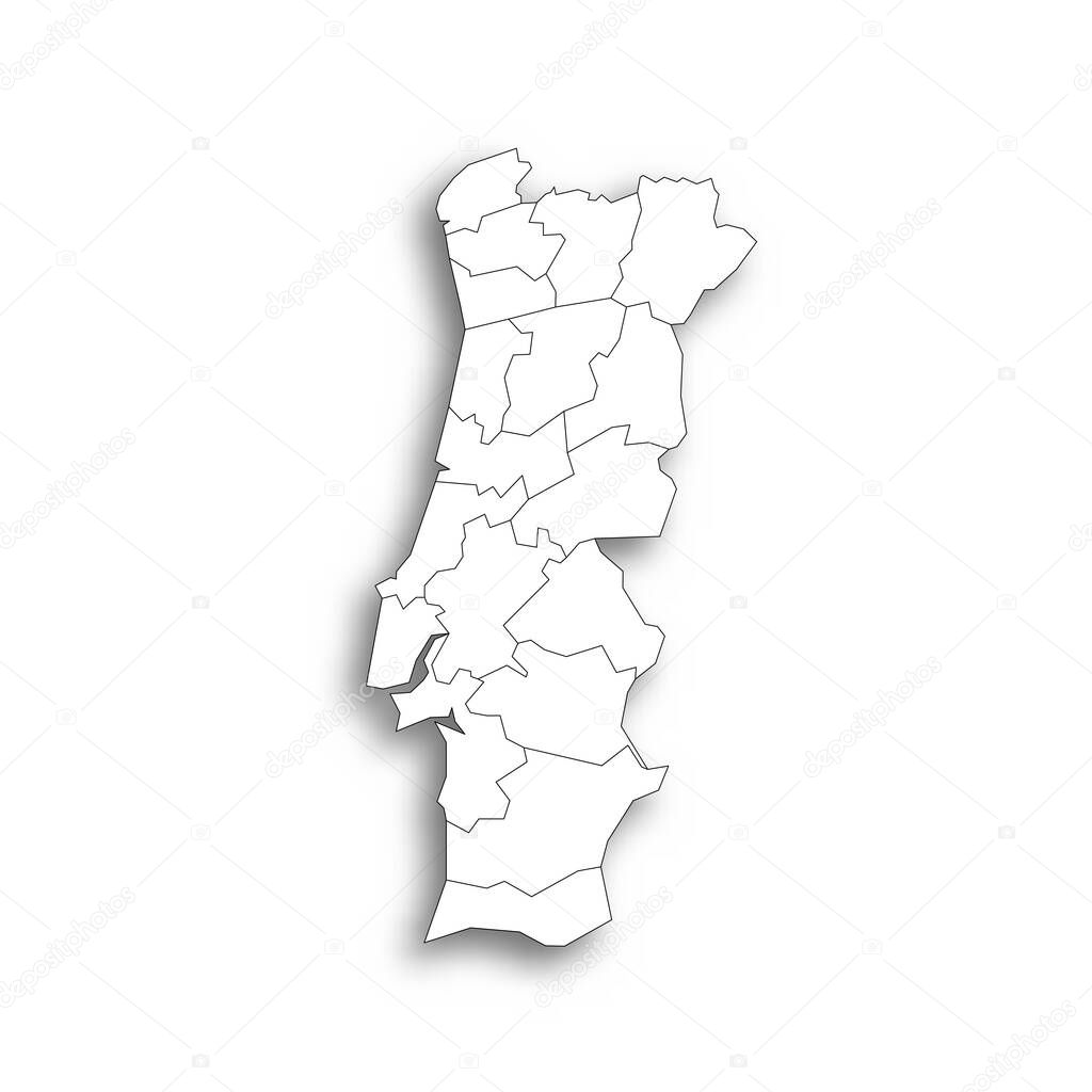 Portugal political map of administrative divisions - districts. Flat ...