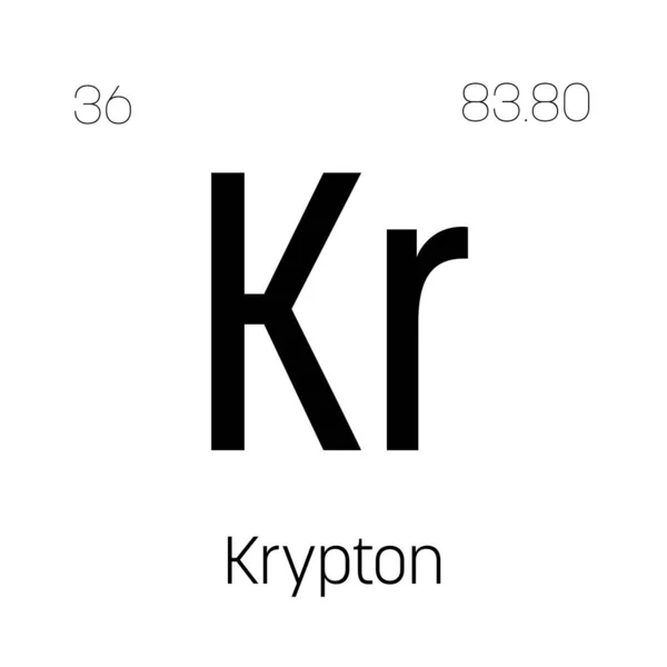 Krypton, Kr, periodic table element with name, symbol, atomic number and weight. Inert gas with ...