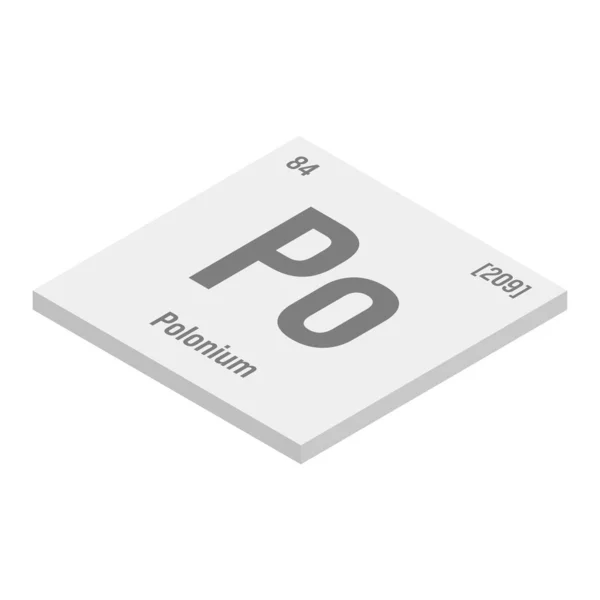 Polonium, Po, gray 3D isometric illustration of periodic table element ...