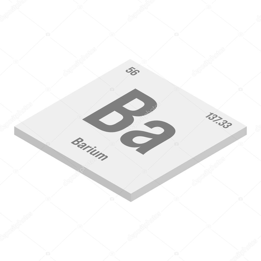 Bario, Ba, gris Ilustración isométrica 3D del elemento tabla periódica ...