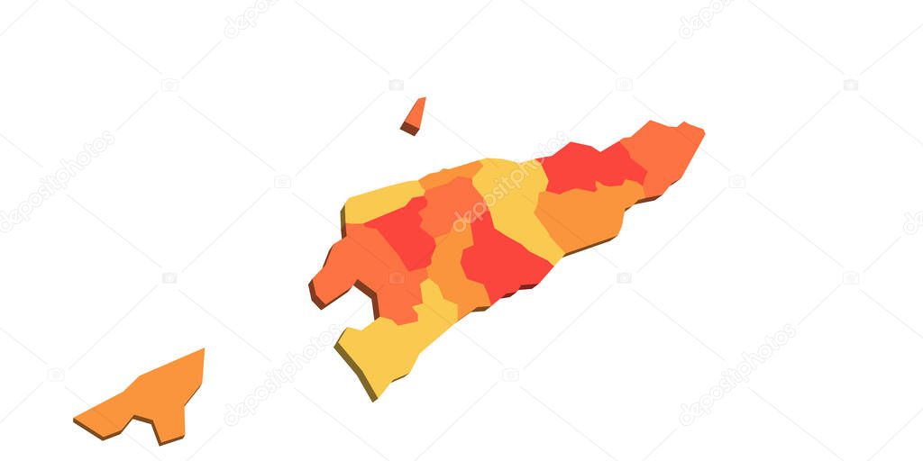 Timor Oriental mapa político de las divisiones administrativas ...