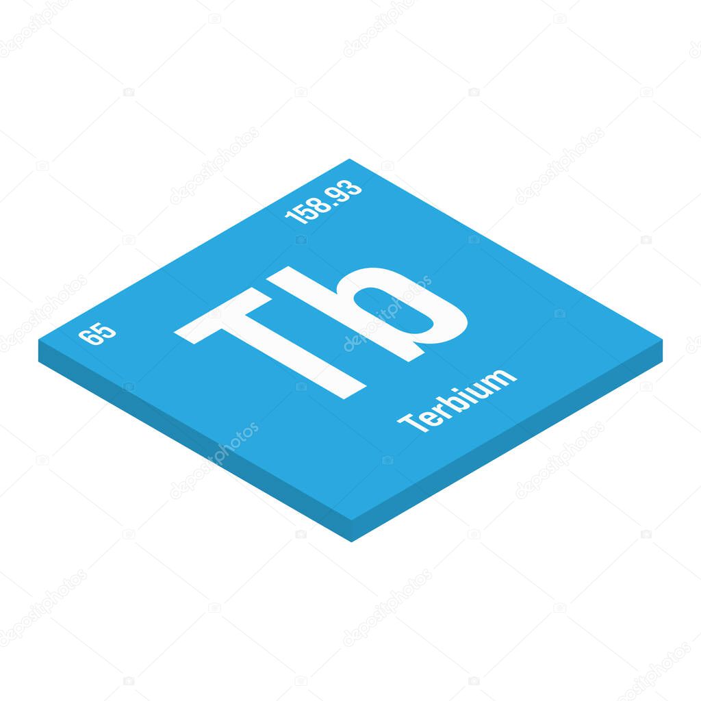 Terbium, Tb, periodic table element with name, symbol, atomic number ...