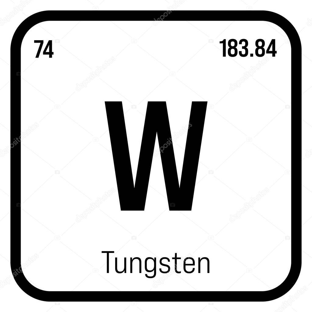 Tungsteno, W, elemento de tabla periódica con nombre, símbolo, número ...