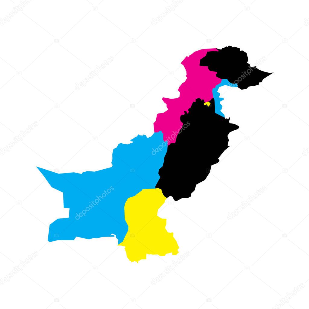 Pakistán mapa político de las divisiones administrativas provincias y ...
