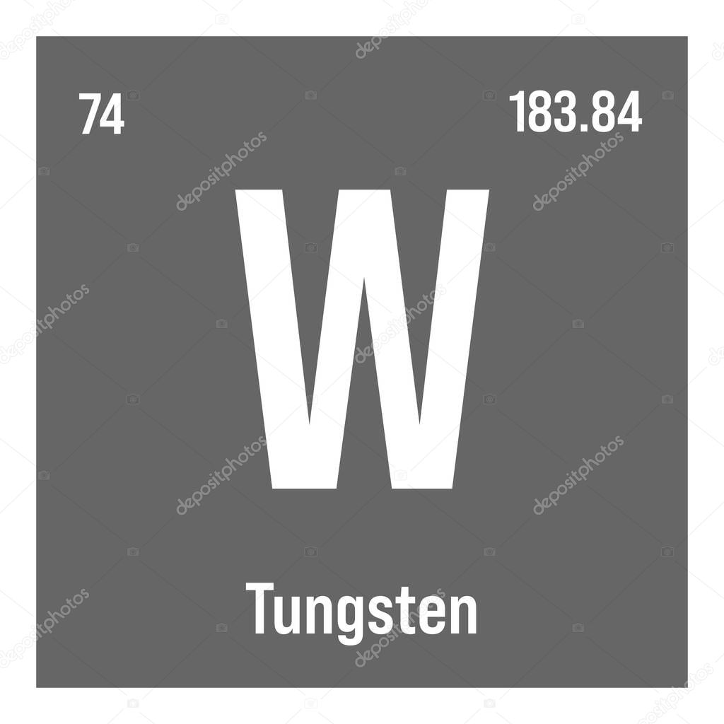 Tungsteno, W, elemento de tabla periódica con nombre, símbolo, número ...
