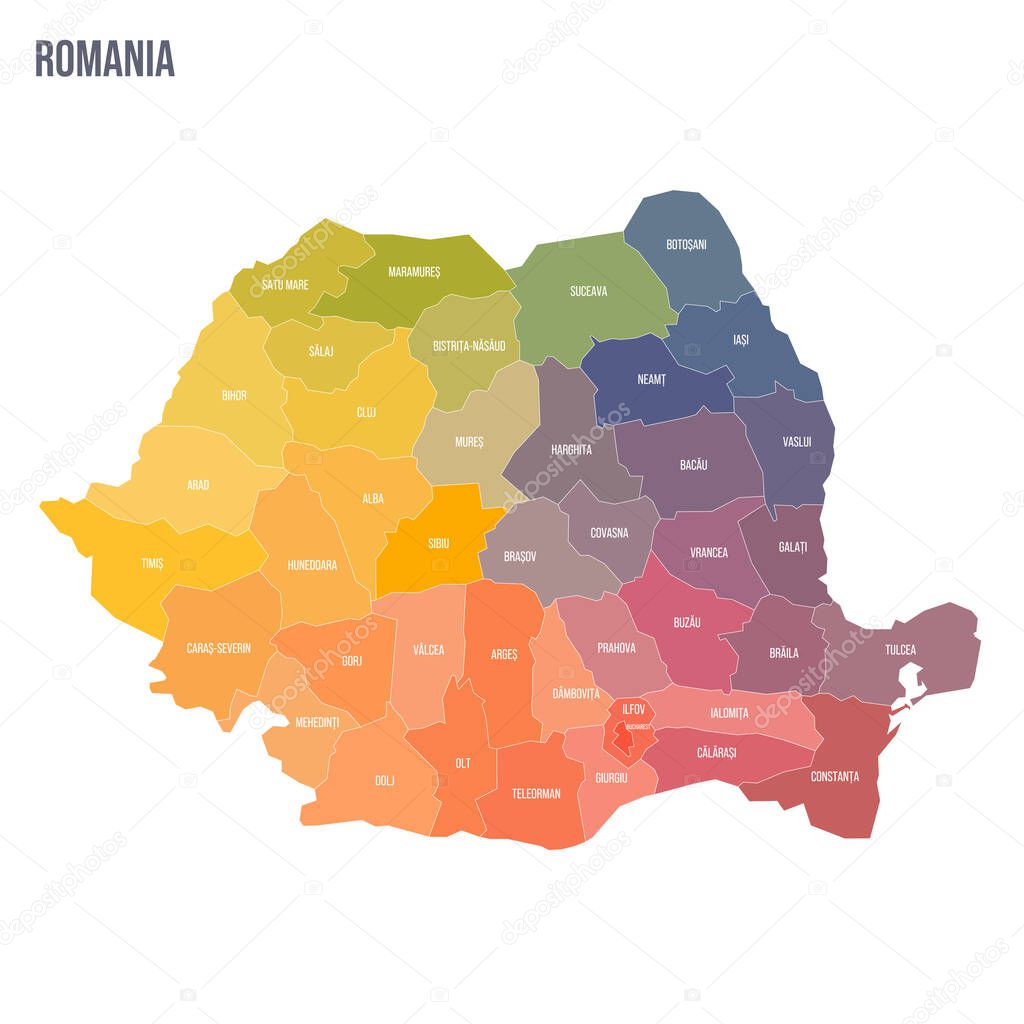 Rumania mapa político de las divisiones administrativas condados y ...