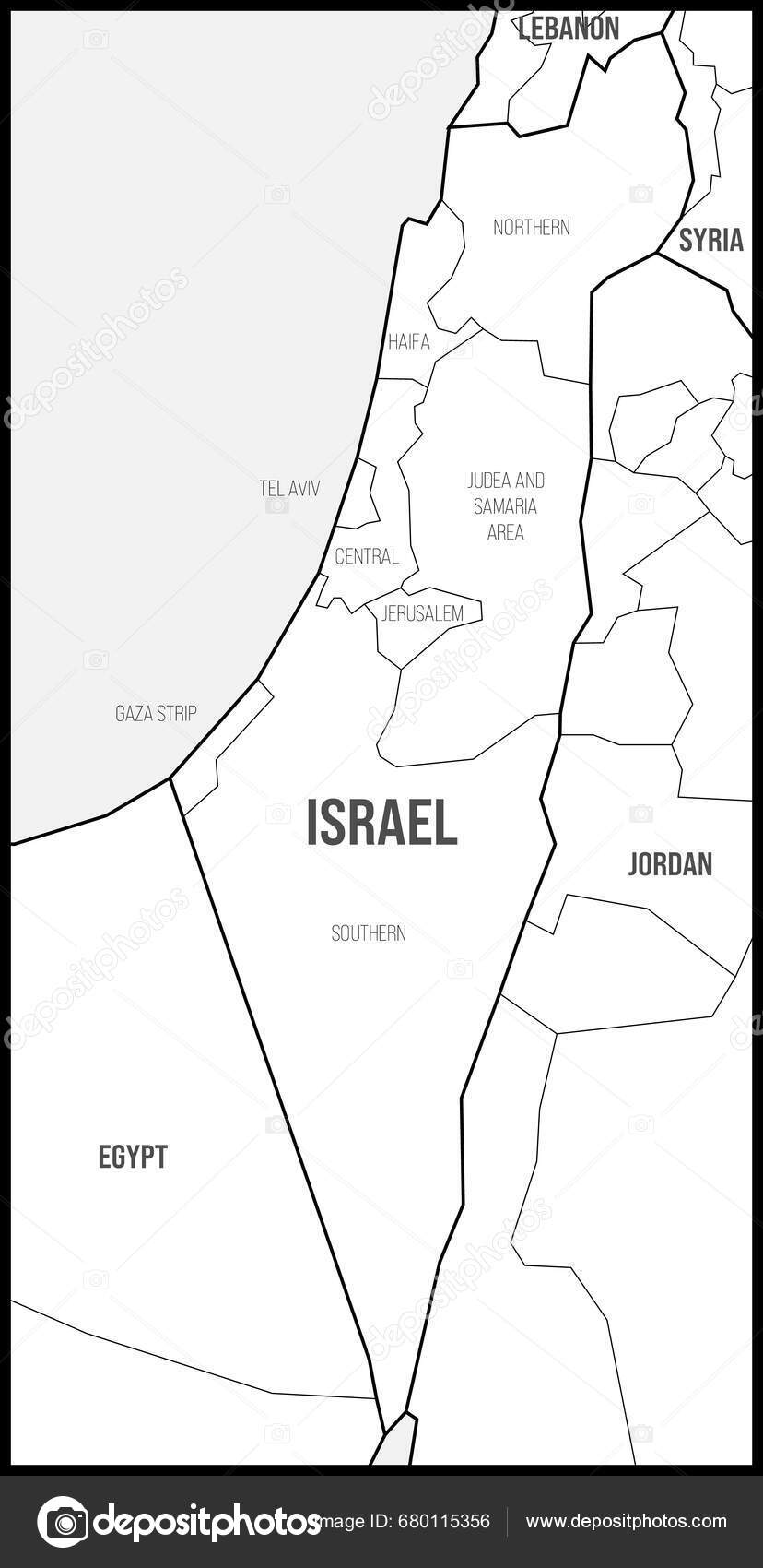 Mapa Polityczna Izraelskich Podziałów Administracyjnych Dzielnice ...