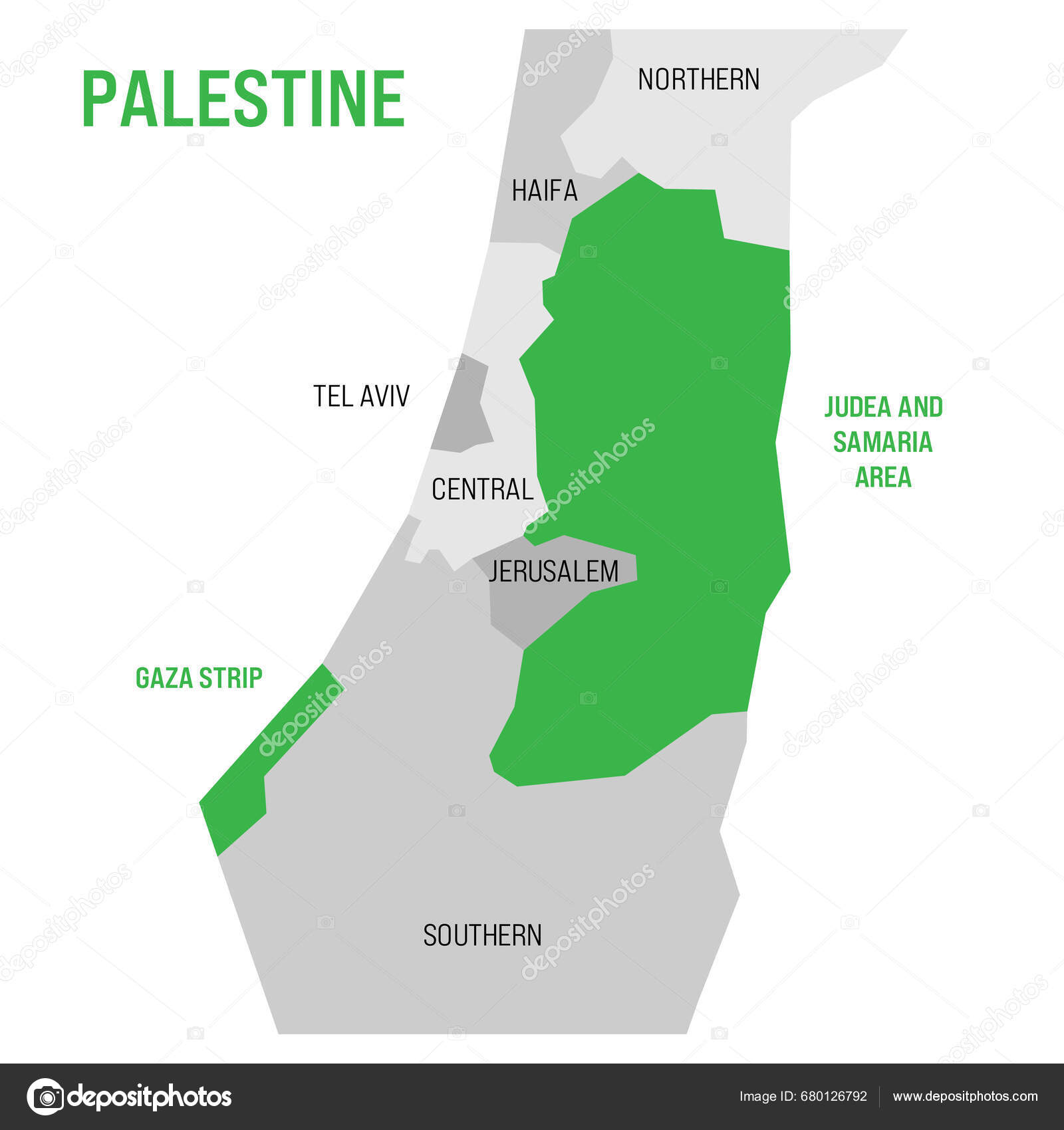 Carte Politique Palestine Mise Évidence Dans Carte D'israël Bande Gaza ...