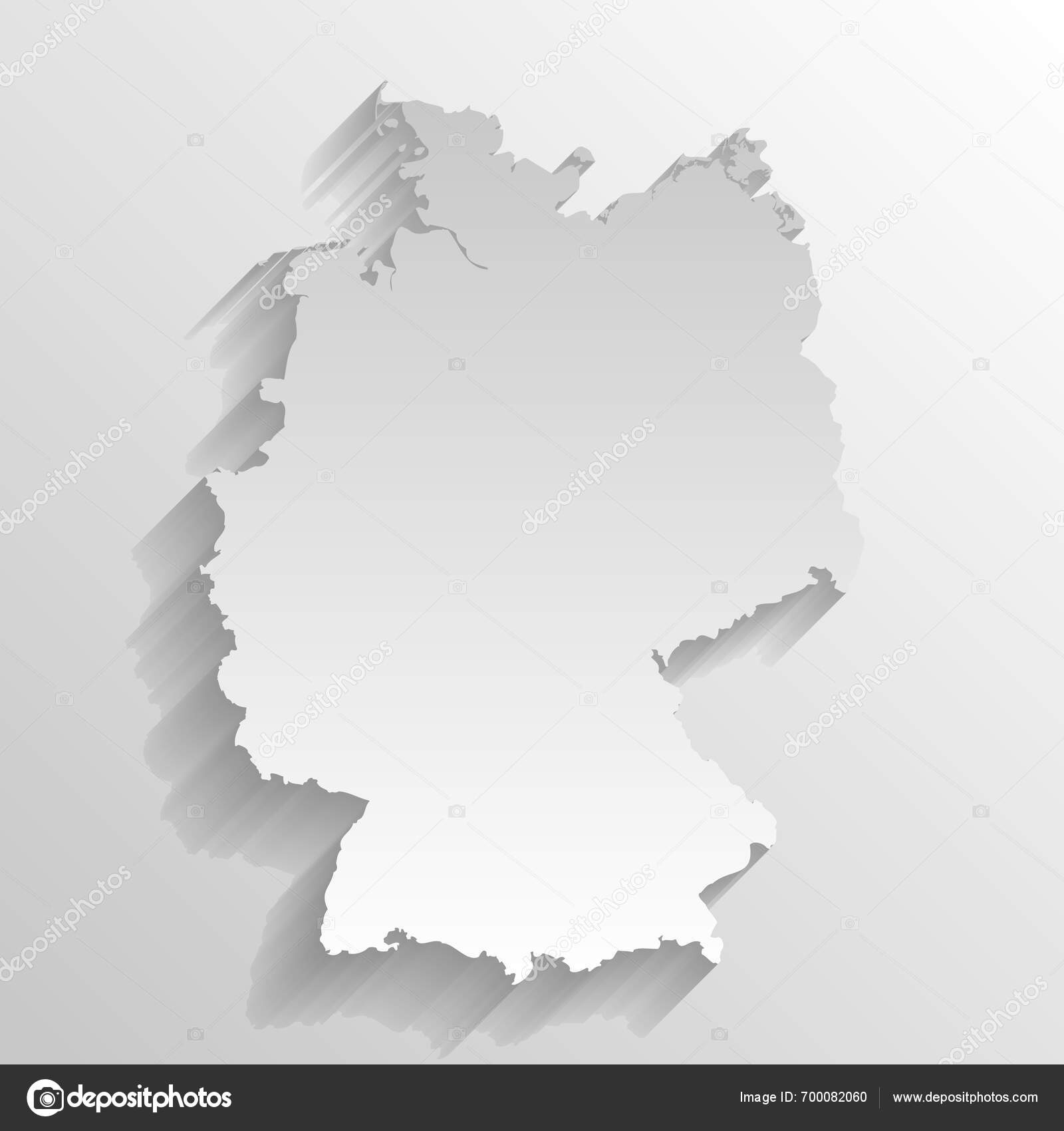 Germany Country Silhouette High Detailed Map White Country Silhouette ...