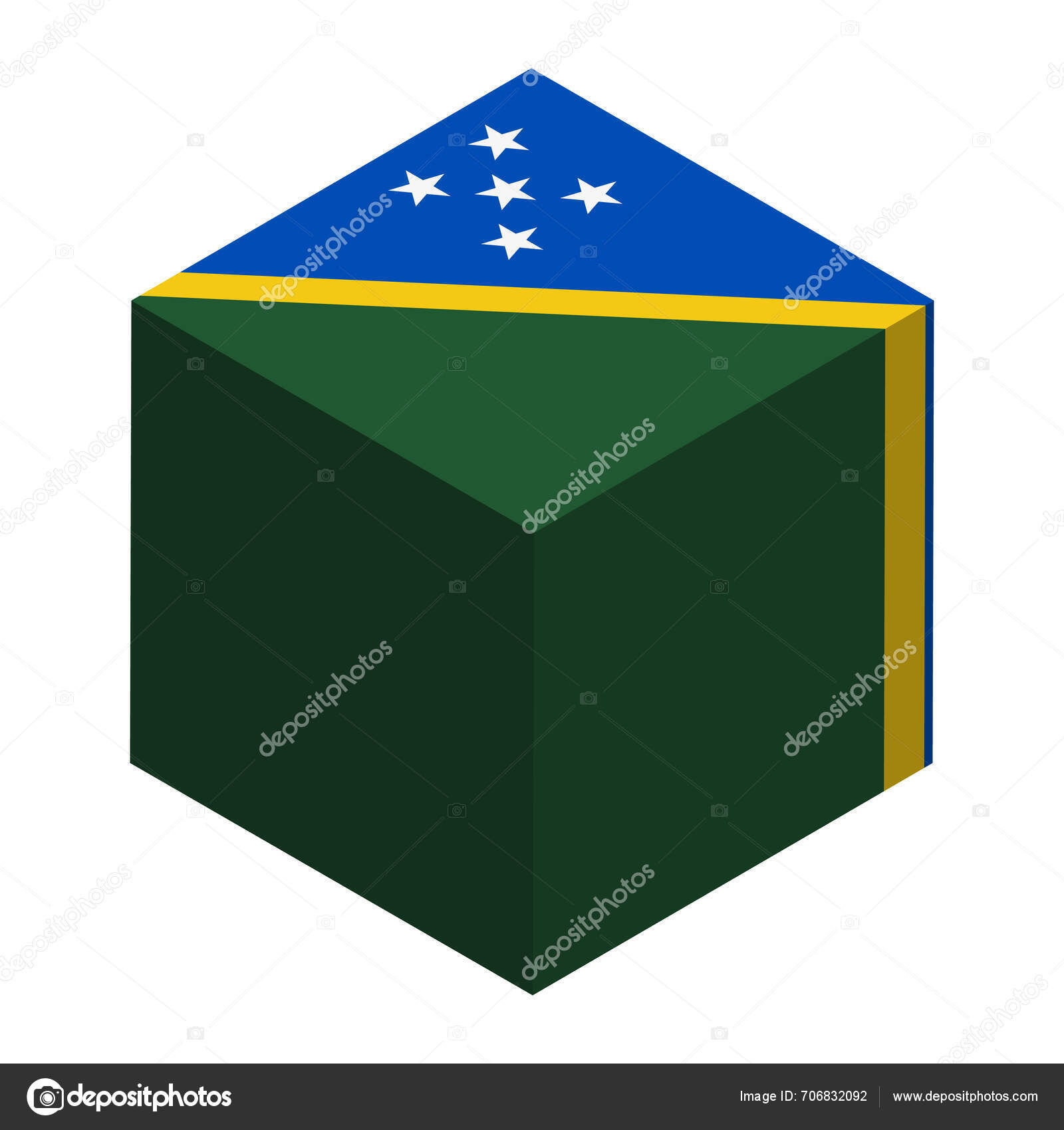Solomon Islands Flag Isometric Cube Isolated White Background Vector ...
