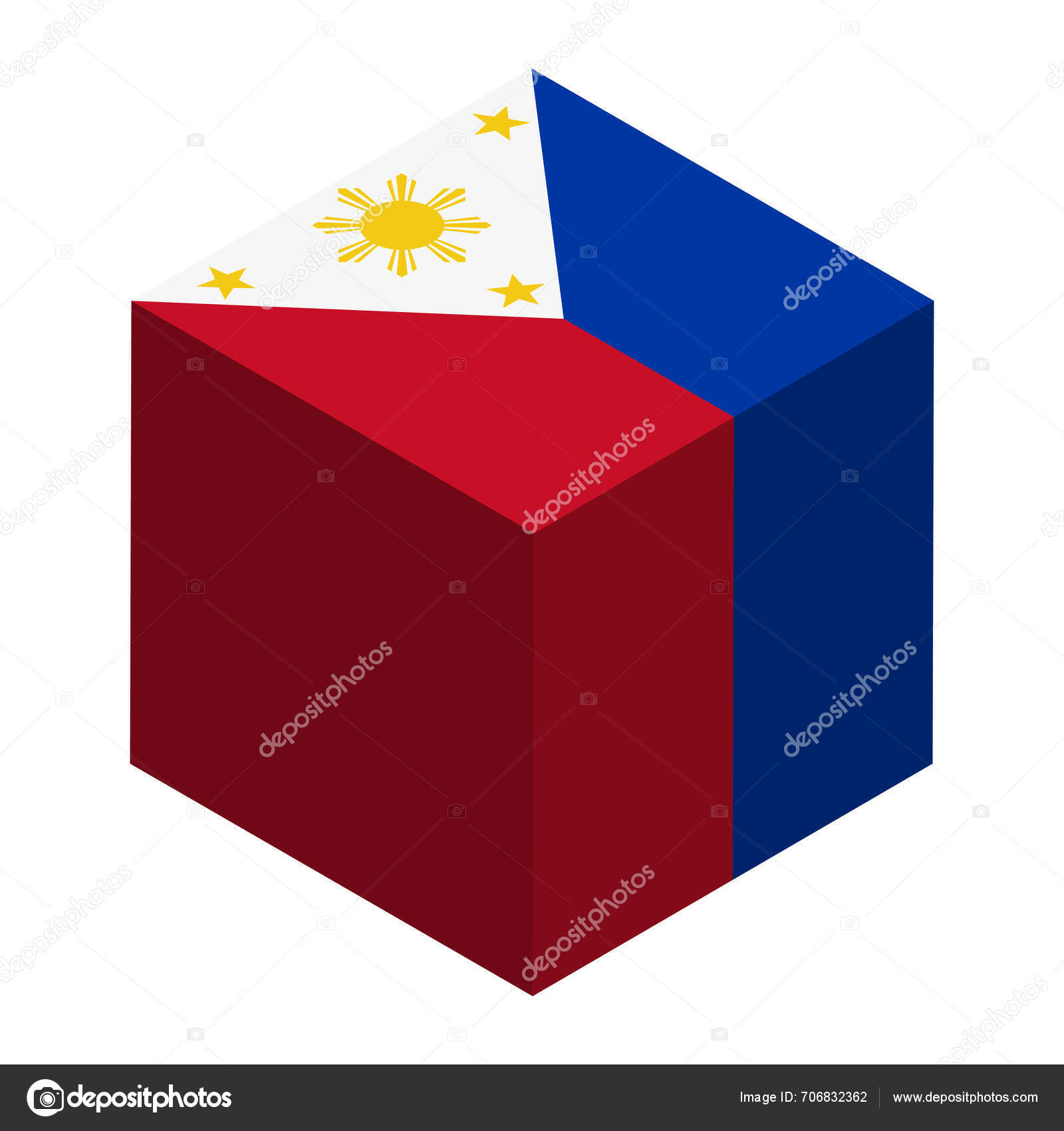 Image vectorielle Drapeau Des Philippines Cube Isométrique Isolé Sur ...