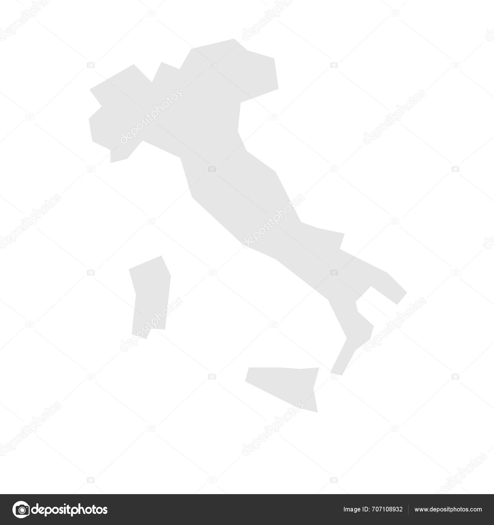 Italy Country Simplified Map Light Grey Silhouette Sharp Corners ...