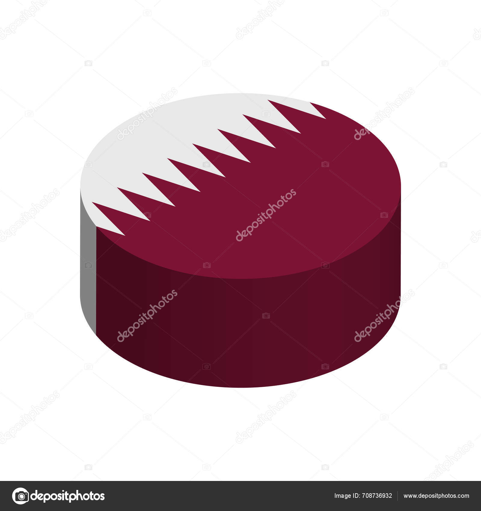 Bandera Qatar Círculo Isométrico Aislado Sobre Fondo Blanco Objeto ...