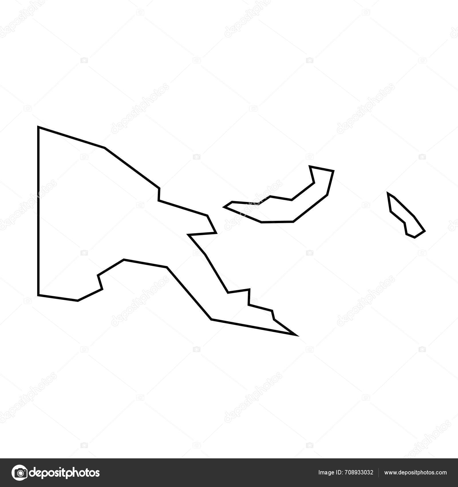 Papua New Guinea Country Thin Black Outline Silhouette Simplified Map
