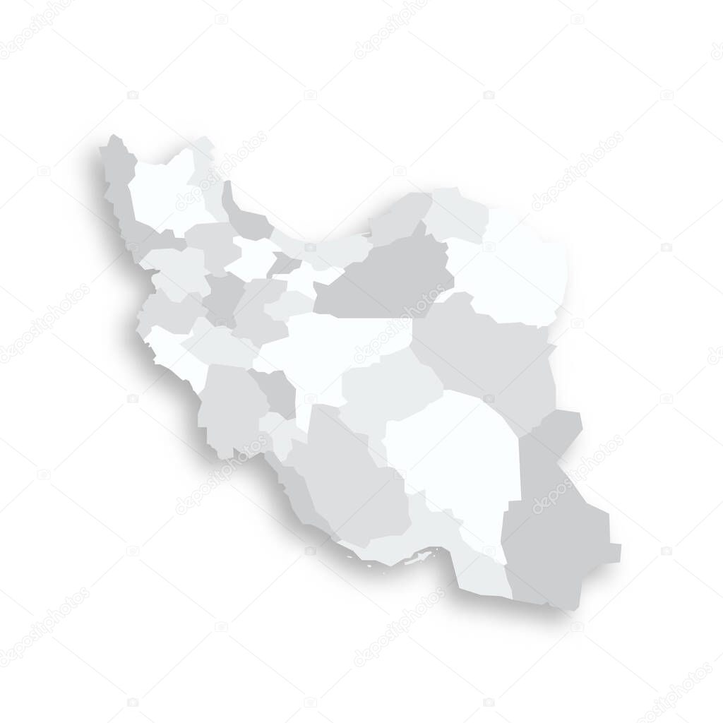 Irán Mapa Político Las Divisiones Administrativas Provincias Gris Mapa ...
