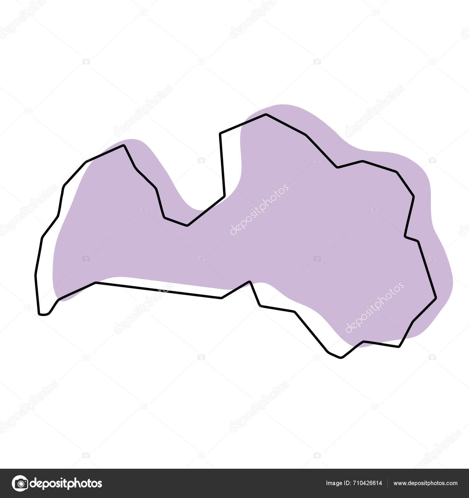 Latvia Country Simplified Map Violet Silhouette Thin Black Smooth Contour Stock Vector by ©pyty ...