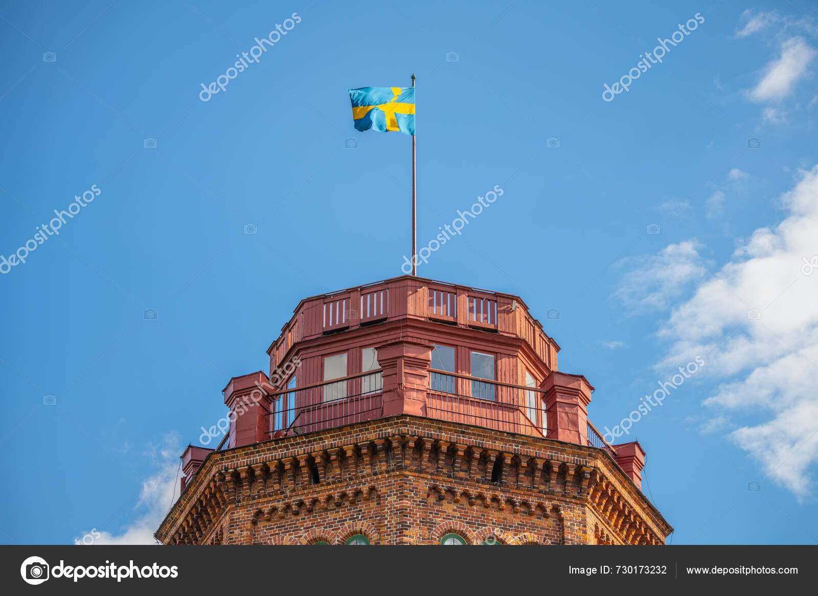 Bredablick Tower Top Stands Tall Clear Blue Sky Skansen Swedish — Stock ...