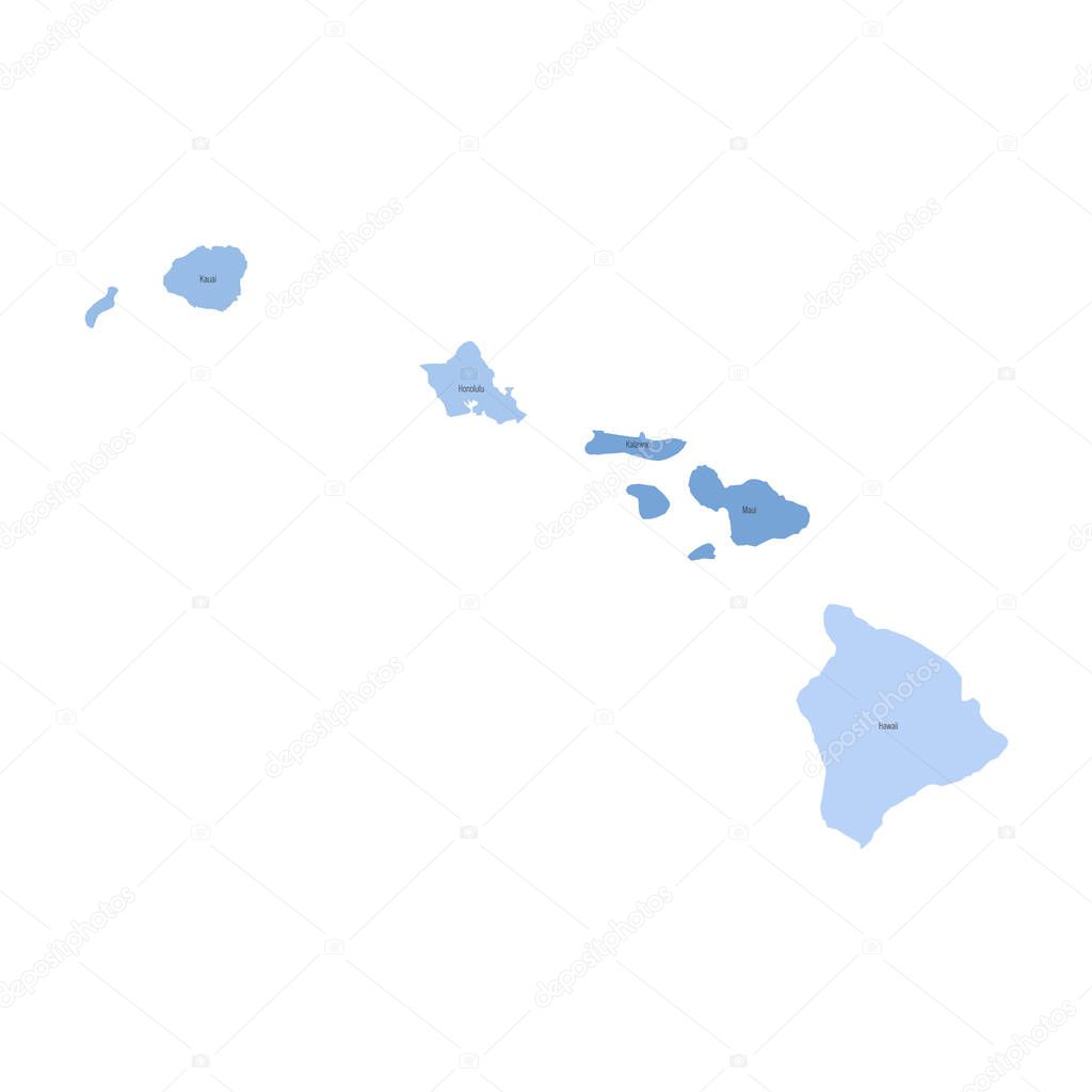 Hawaii, HI - detailed political map of US state. Administrative map ...