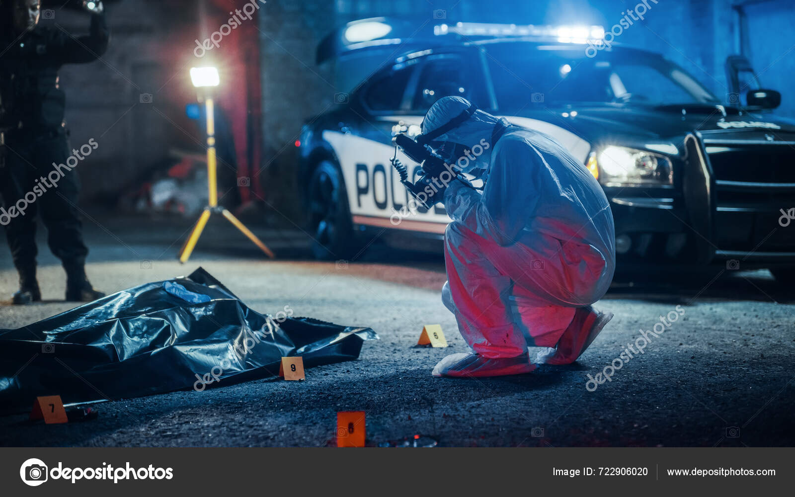 Crime Scene Investigation Team Working Case Homicide Night Forensics ...