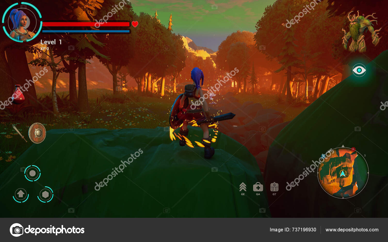 Video Game Mock Playable Character Respawning Video Game Set Beautiful ...