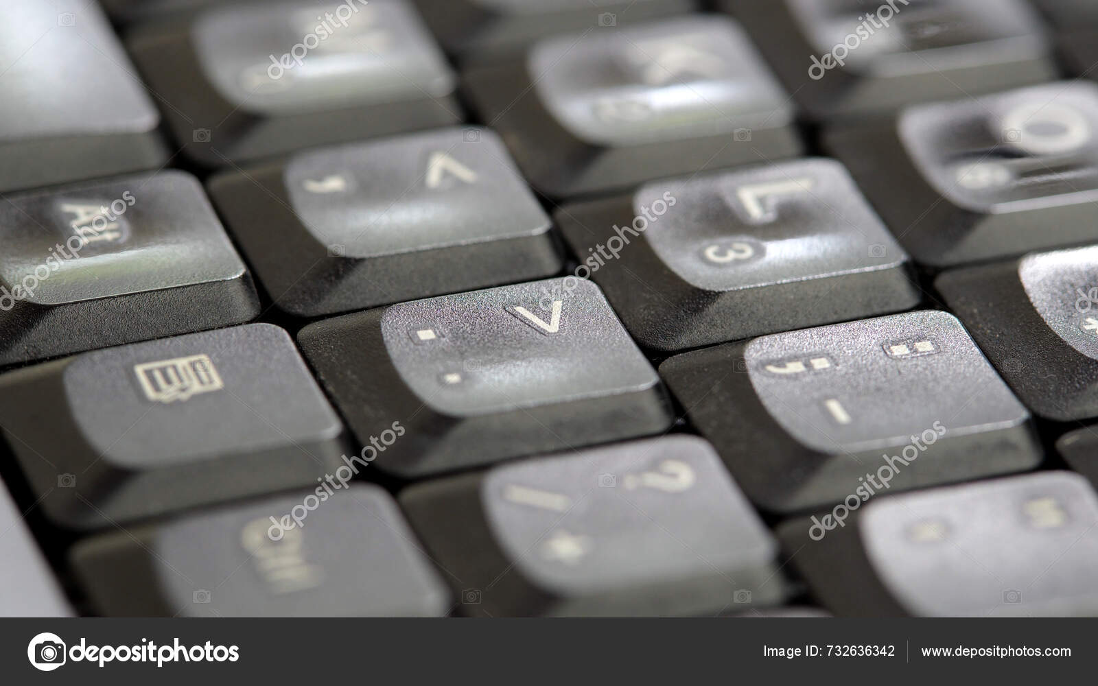 Simple Generic Laptop Computer Keyboard Keys Seen Close Angle Shallow ...