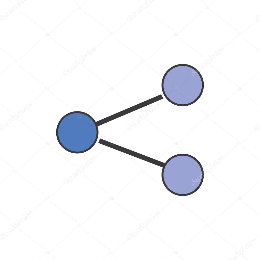 Diseño plano del icono del logotipo del símbolo compartido, adecuado ...
