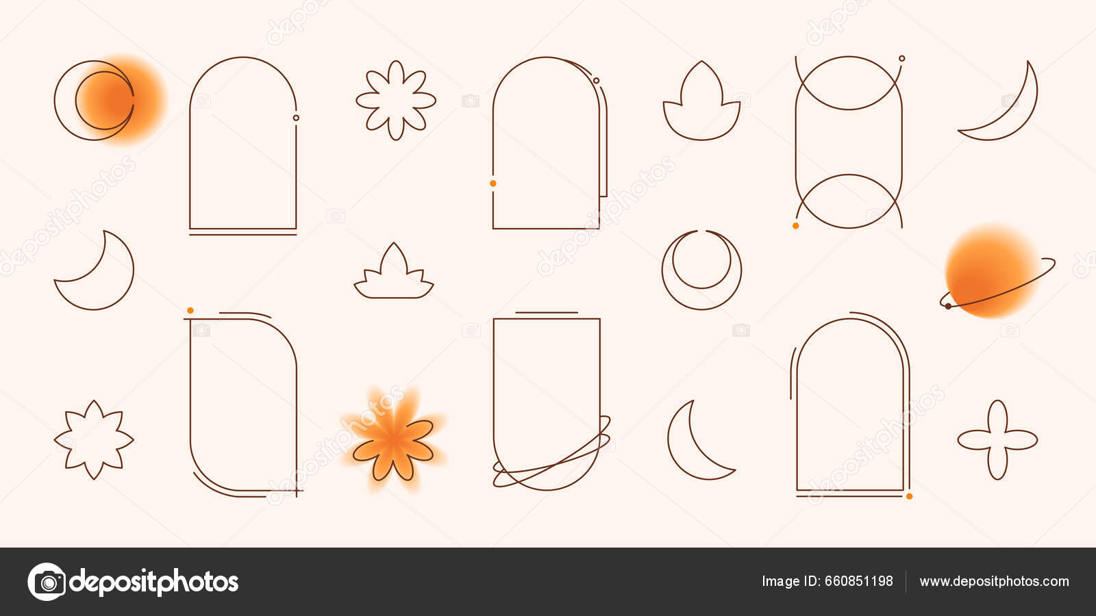 Y2K Line Art Design Frames Shapes Yellow Gradients Stock Vector by ...