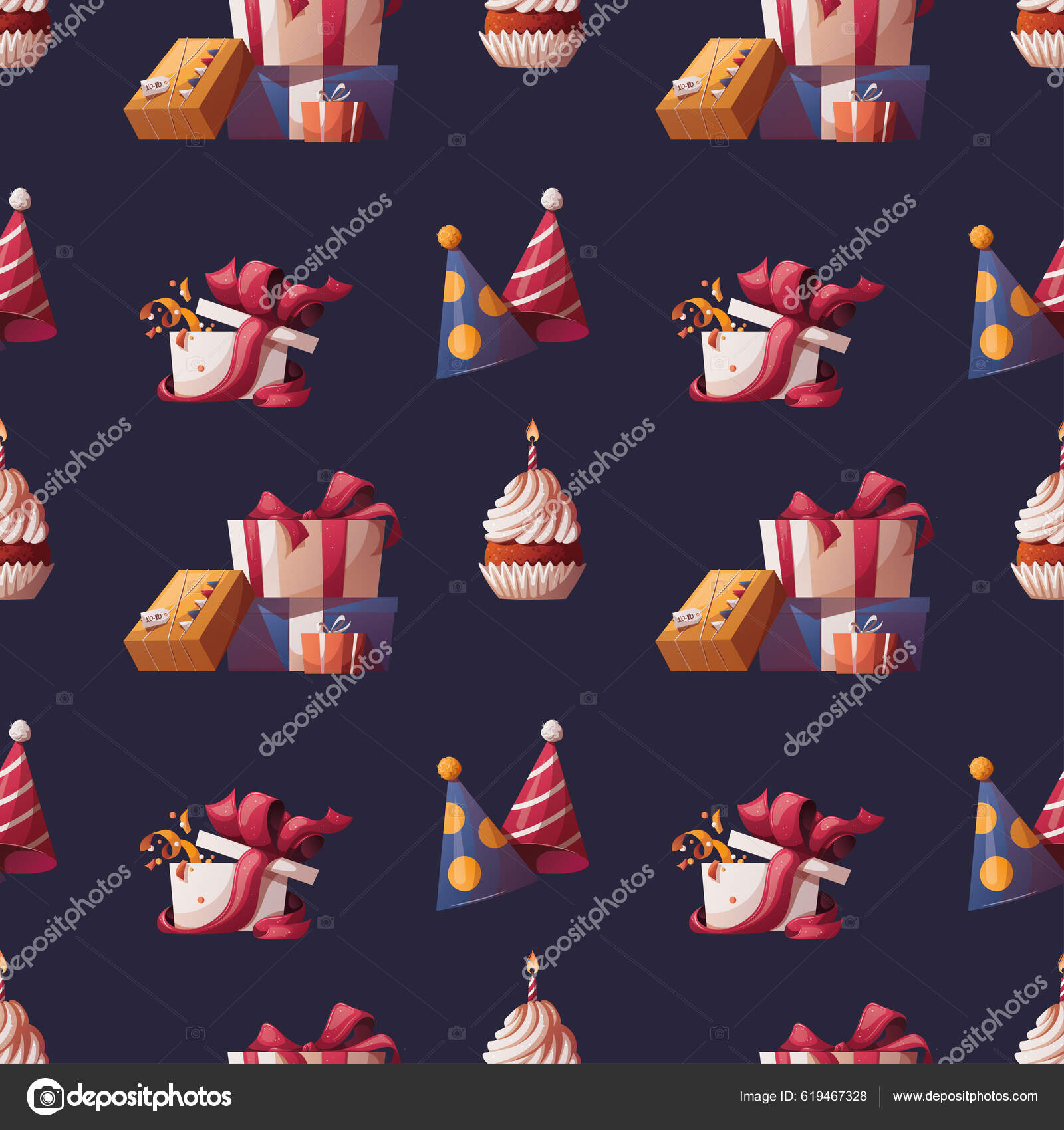 Happy Birthday Pattern Background Gifts Stock Vector Image by ...