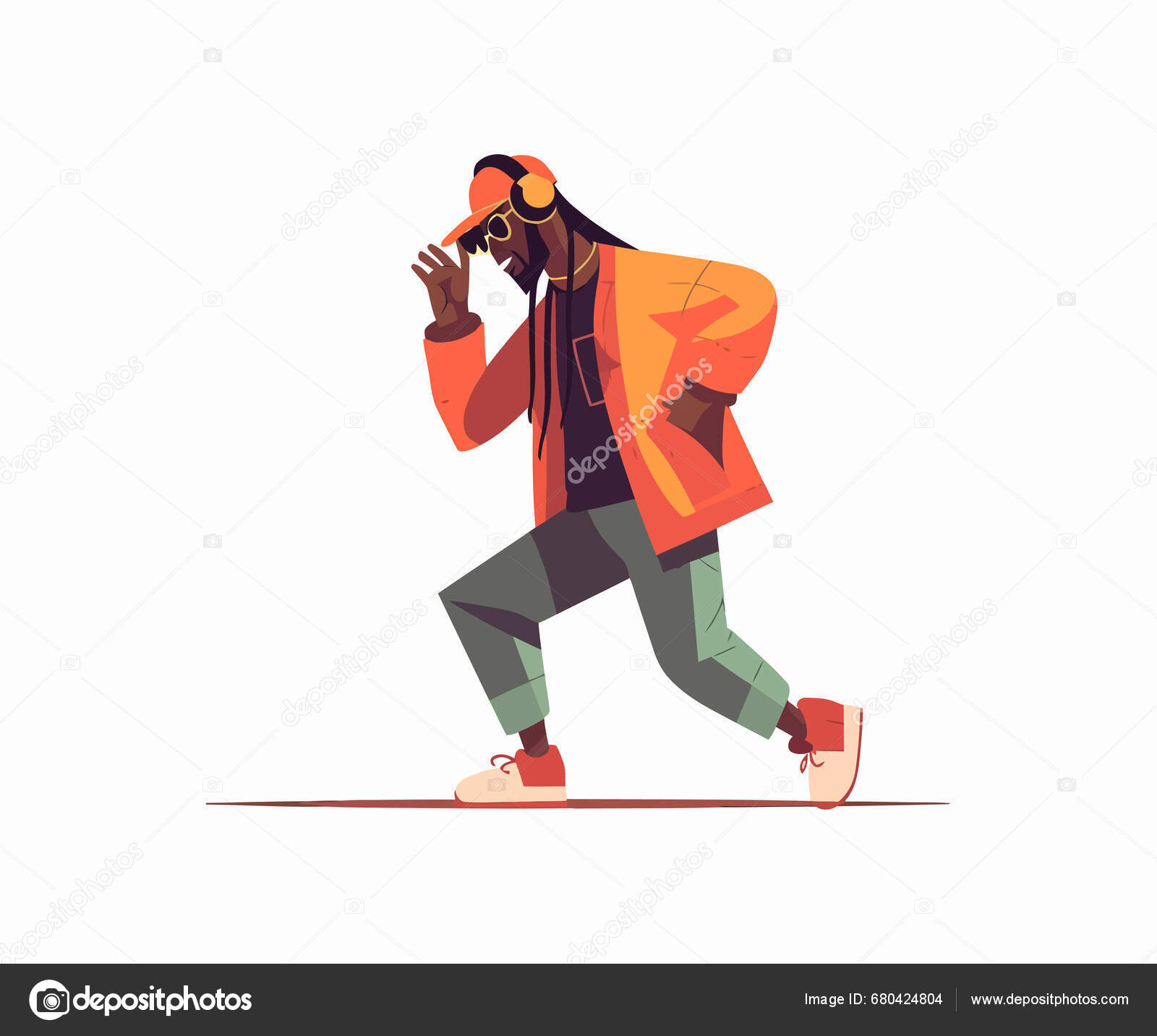 Hip Hop Rap Music Flat Cartoon Isolated White Background Vector Stock ...
