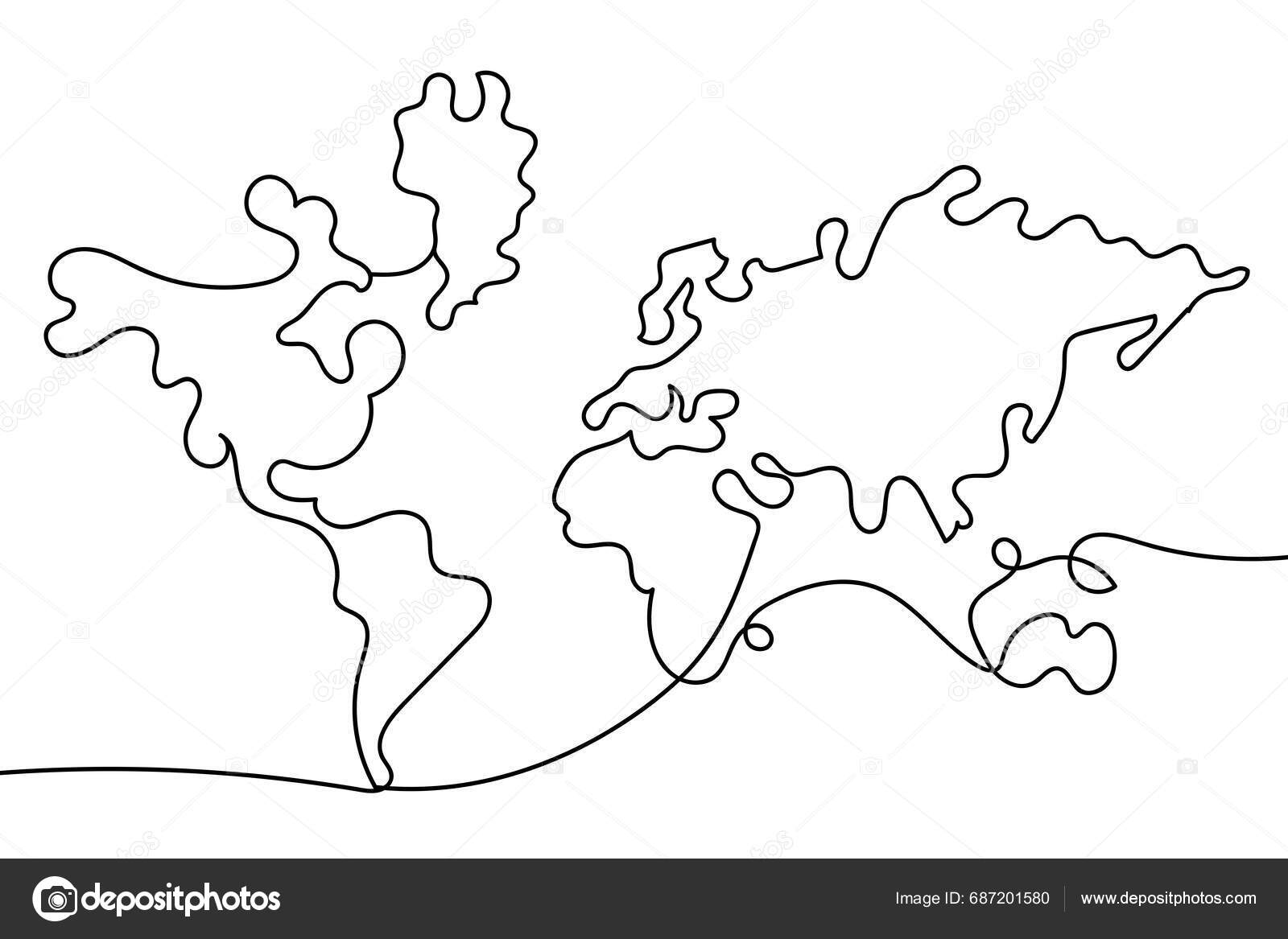 Obrys Mapy Světa Šedá Mapa Světa Vektorová Ilustrace Stock Vector od ...