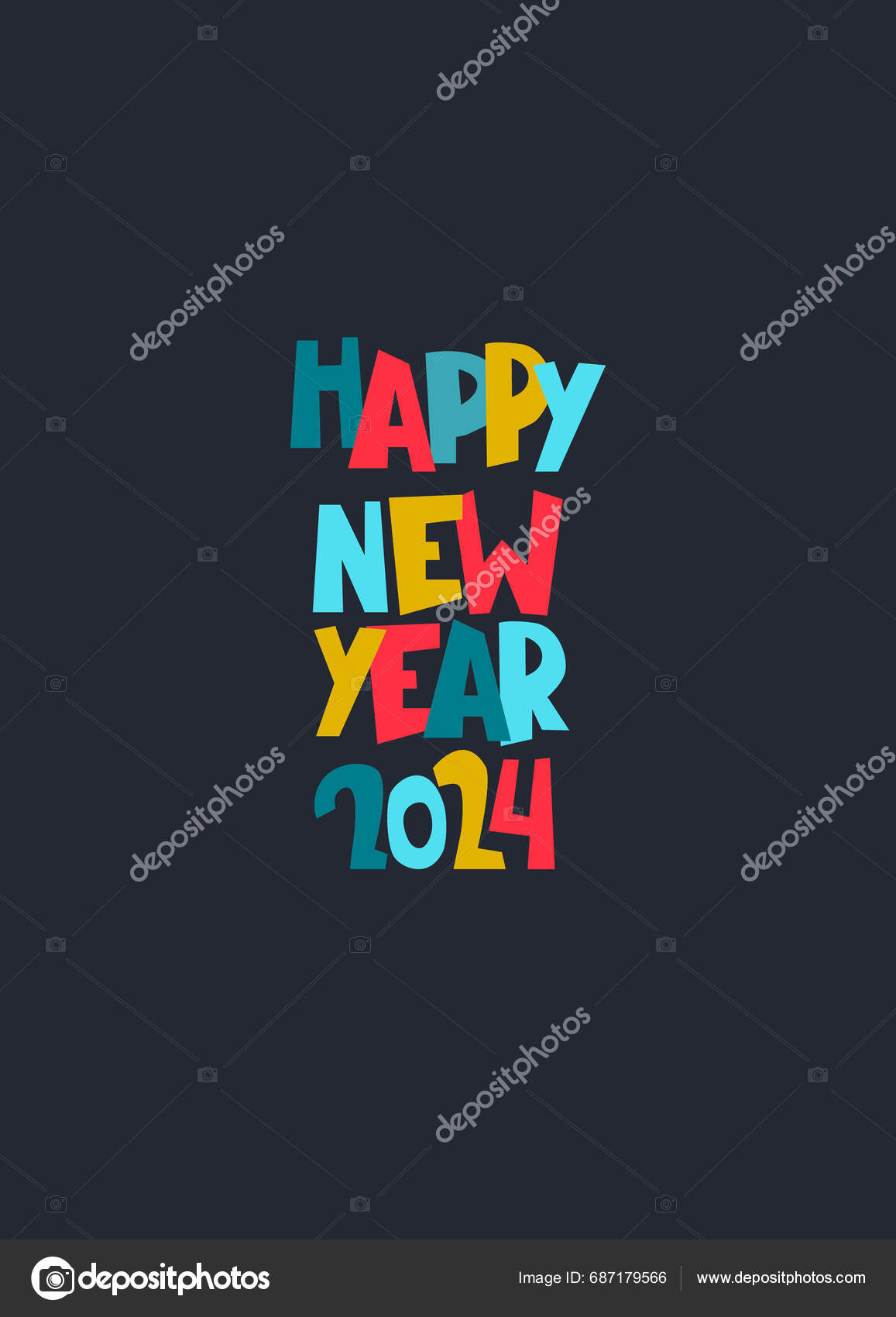 Šťastný Nový Rok 2024 Přání Šablony Zlaté Barvě Stylový Skandinávský ...