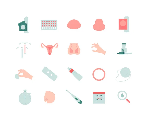 Conjunto De Iconos De Infografía Del Método Anticonceptivo Ilustración