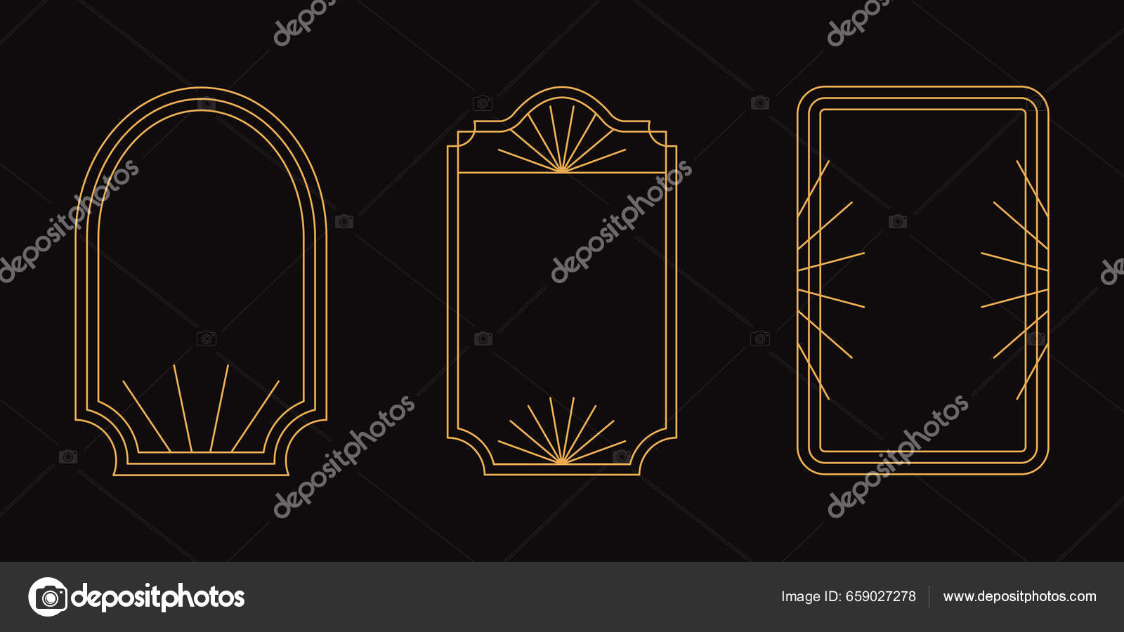 Vector Set Linear Minimalistic Aesthetic Frames Borders Stars Rectangular Arch Stock Vector By
