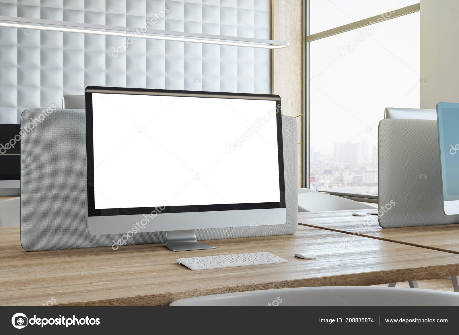 White Blank Modern Computer Monitor Screen Place Your Logo Text — Stock ...