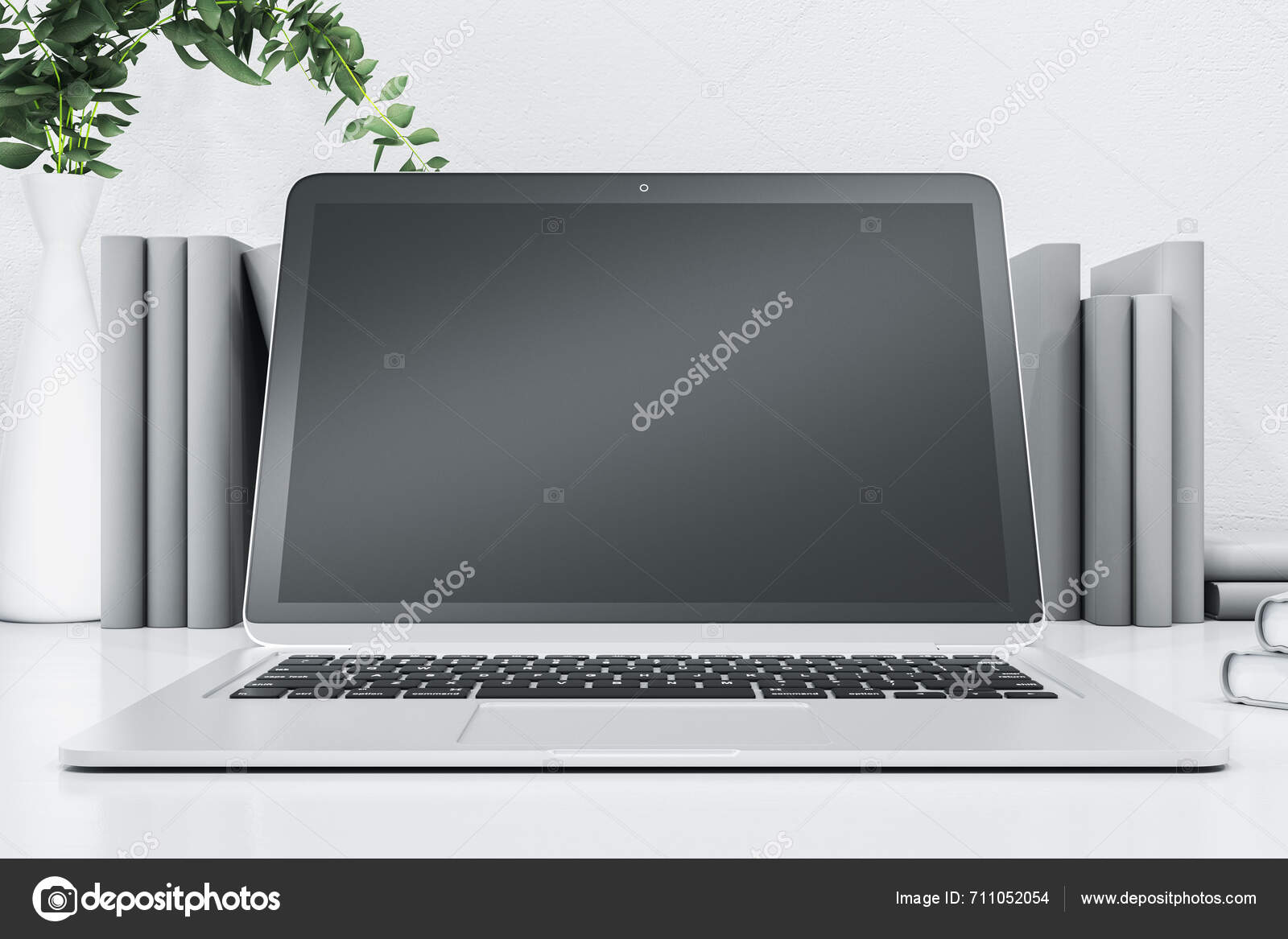 Creative White Designer Desktop Empty Mock Computer Monitor Books Rendering — Stock Photo ...