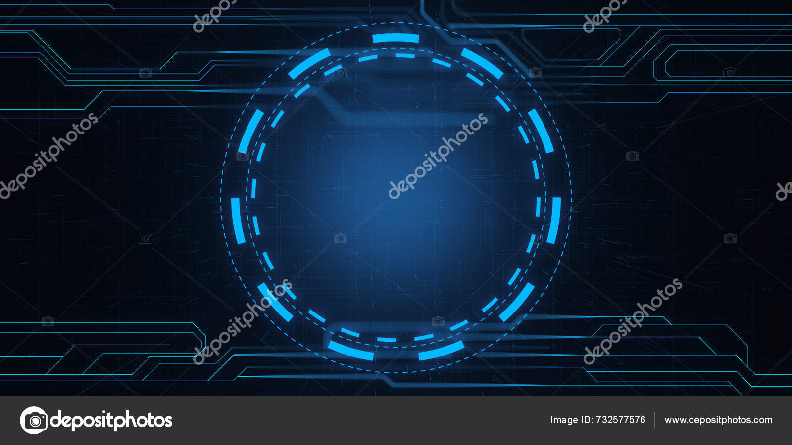 Creative Bright Blue Tech Background Linear Circle Innovation ...