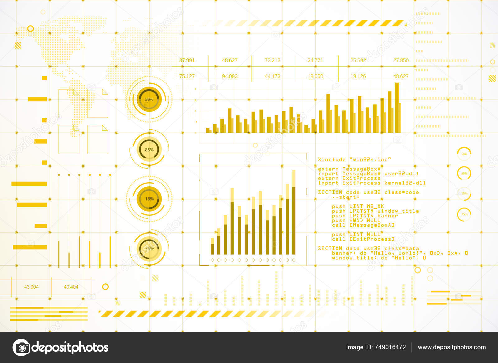 Digital Interface Charts Graphs Codes Modern Graphic Style Clean White ...