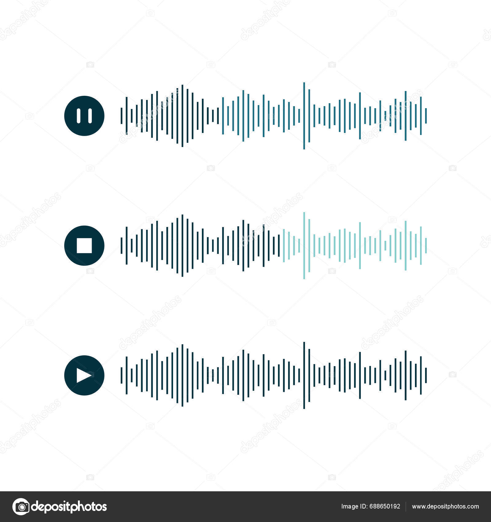 Set Audio Frequency Signals Graphical Representation Voice Signal ...