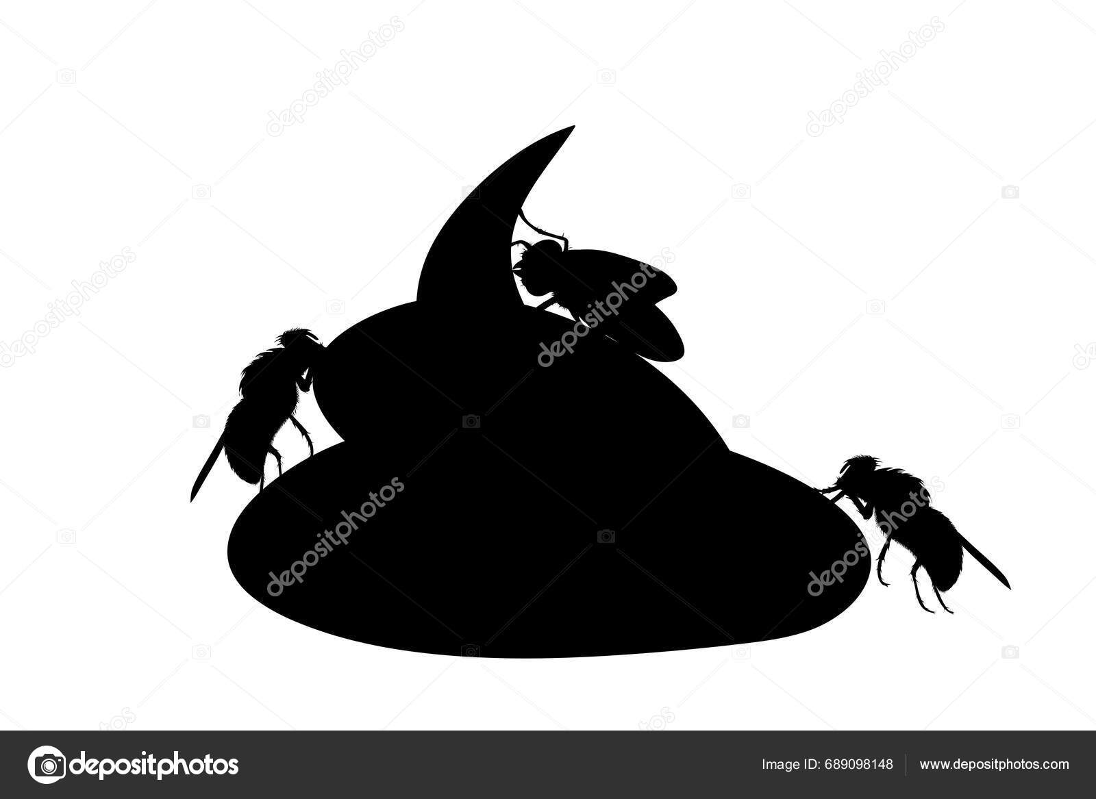 Vector Silhouette Excrement Flies White Background Symbol Insect Dogs ...