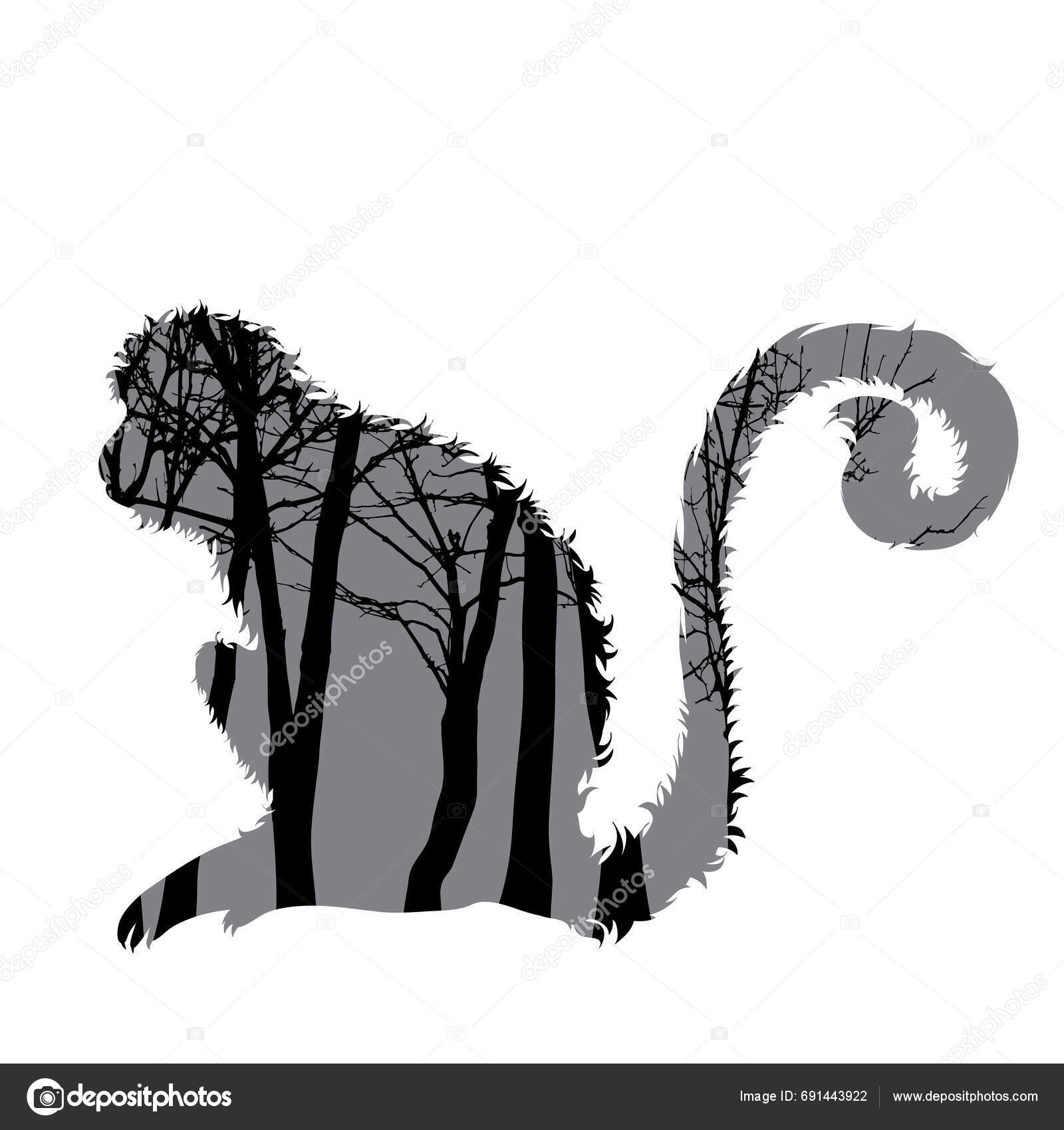 Vector Silhouette Monkey Trees Background Symbol Forest Stock Vector by ...