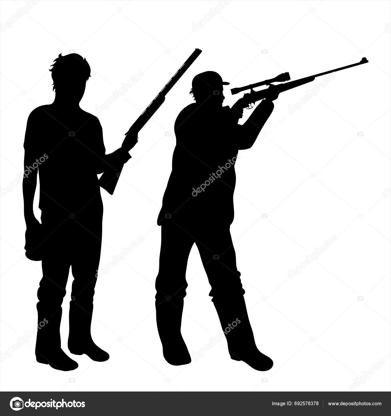 Vector Silhouette Hunter Hunting Gun Symbol Killing Animals Stock ...