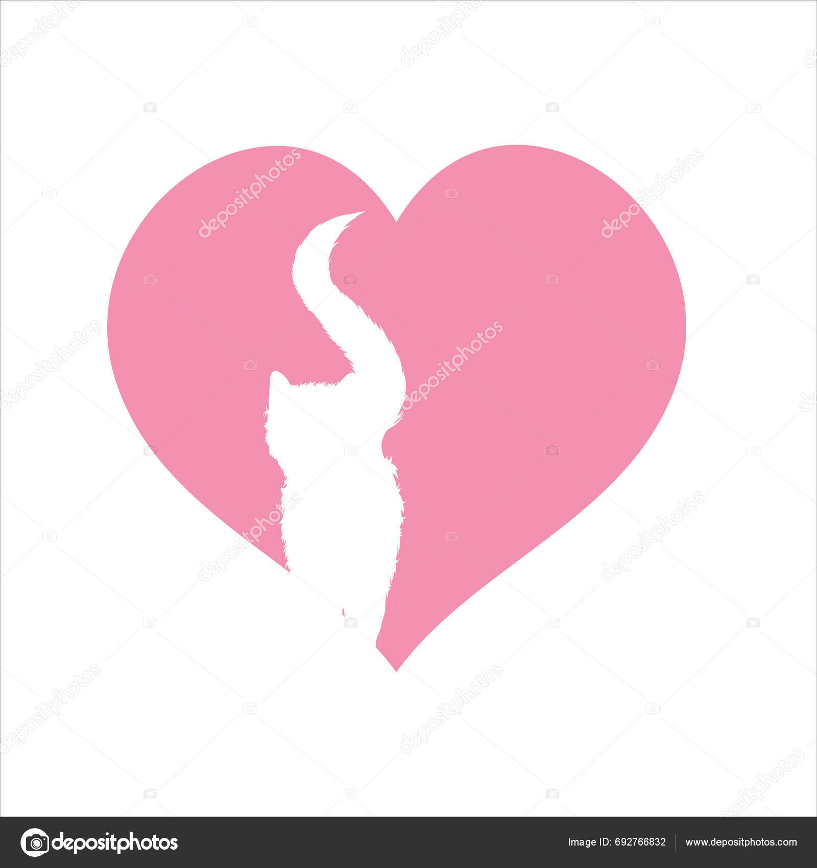 Vector Illustration Heart Cat Symbol Farm Animal Love Stock Vector by ...