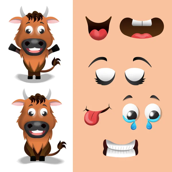 Krowa emocje twarz zestaw imágenes de stock de arte vectorial ...