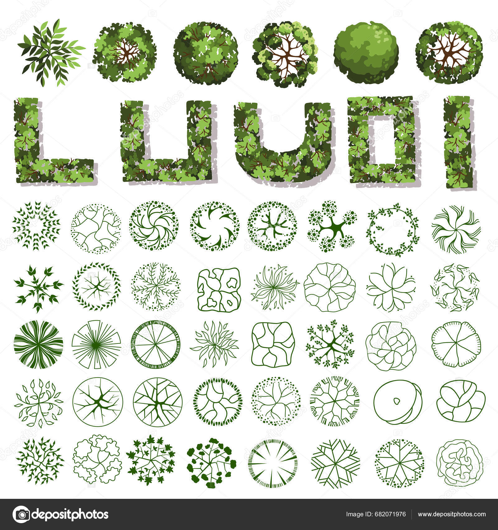 Tree Architectural Floor Plans Entourage Design Various Trees Bushes ...