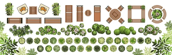 Top View Elements Landscape Design Plan Trees Benches Architectural ...