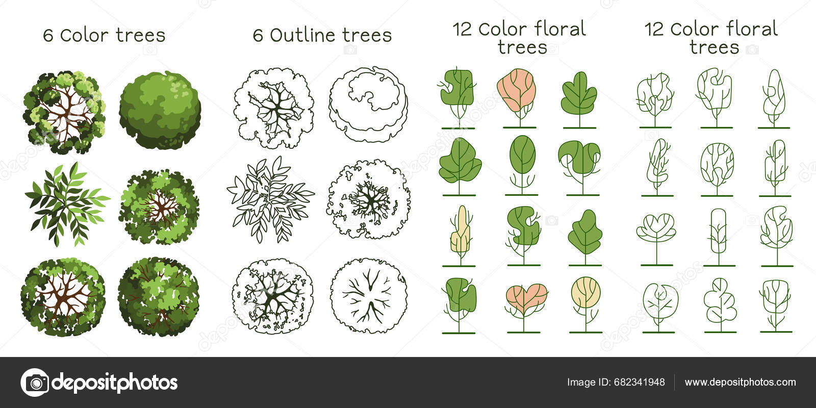 Tree Architectural Floor Plans Entourage Design Various Trees Bushes ...